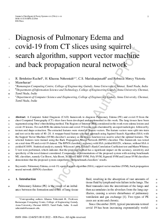 (PDF) Diagnosis of Pulmonary Edema and covid-19 from CT slices using ...