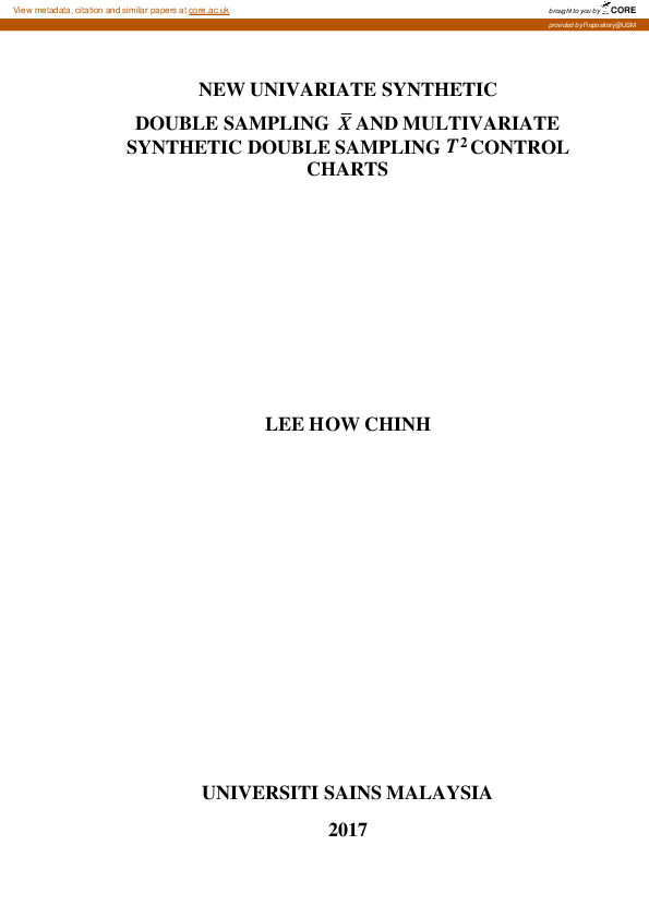 Pdf New Univariate Synthetic Double Sampling X And Multivariate Synthetic Double Sampling T2
