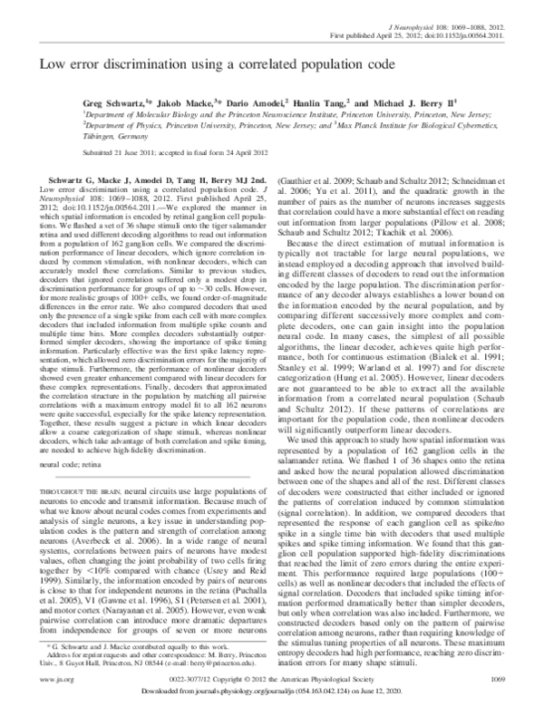 (PDF) Low error discrimination using a correlated population code