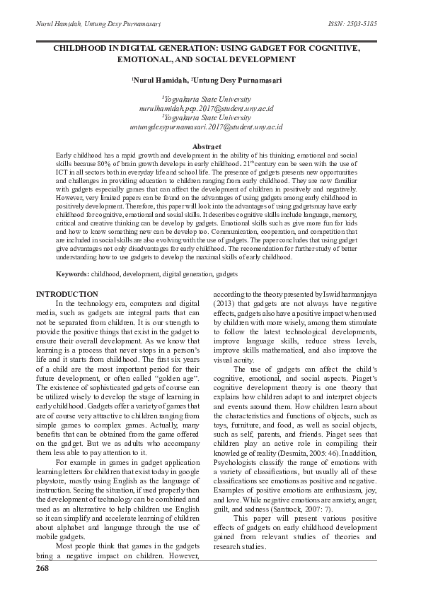 (PDF) Childhood In Digital Generation: Using Gadget For Cognitive ...