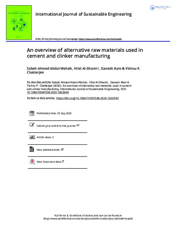 (PDF) An overview of alternative raw materials used in cement and ...