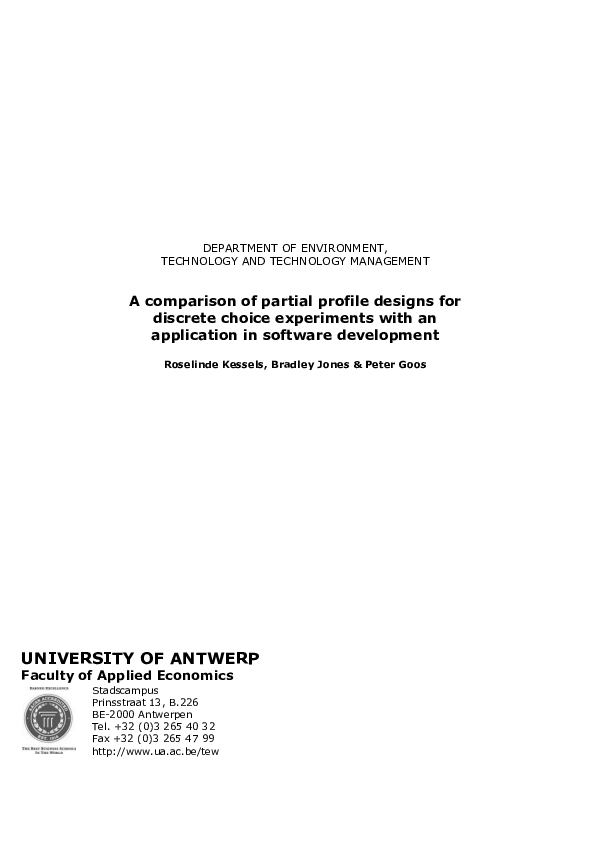 (PDF) A comparison of partial profile designs for discrete choice experiments with an ...