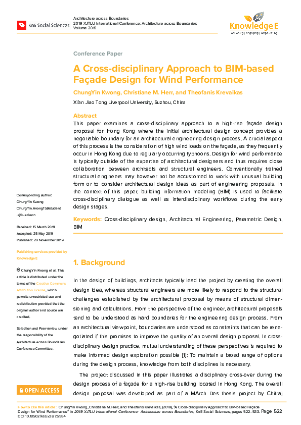 (PDF) A Cross-disciplinary Approach to BIM-based Façade Design for Wind ...