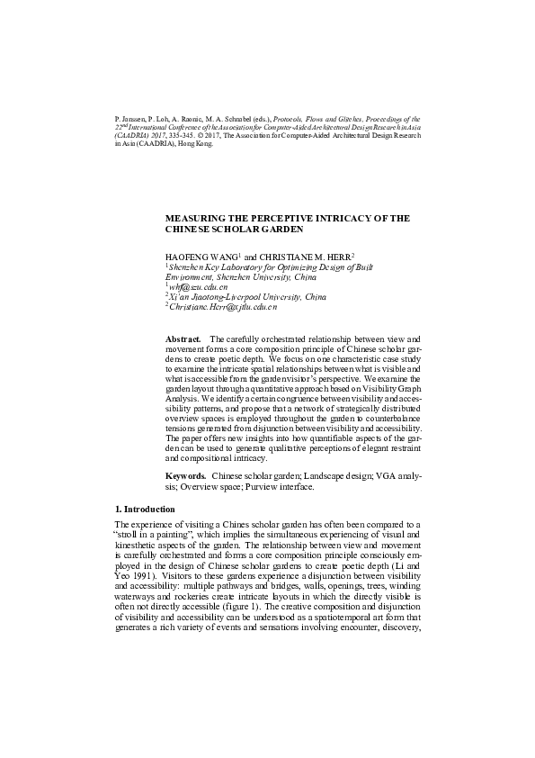 (PDF) Measuring the Perceptive Intricacy of the Chinese Scholar Garden