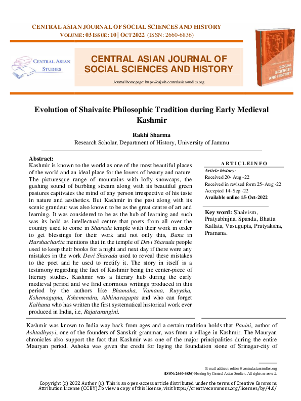 (PDF) Evolution of Shaivaite Philosophic Tradition during Early ...