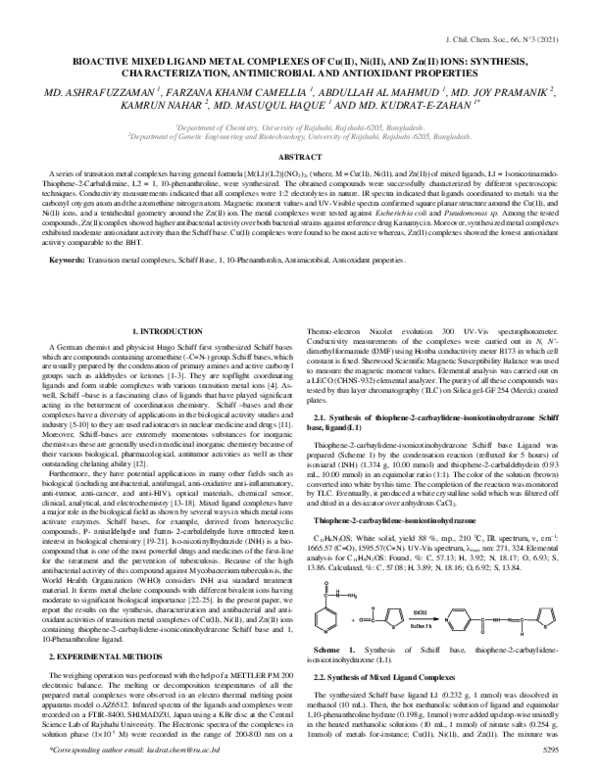 (PDF) Bioactive Mixed Ligand Metal Complexes Of Cu(II), Ni(II), And Zn(II) Ions: Synthesis ...
