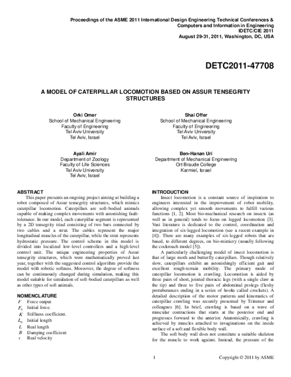 (PDF) A Model of Caterpillar Locomotion Based on Assur Tensegrity ...