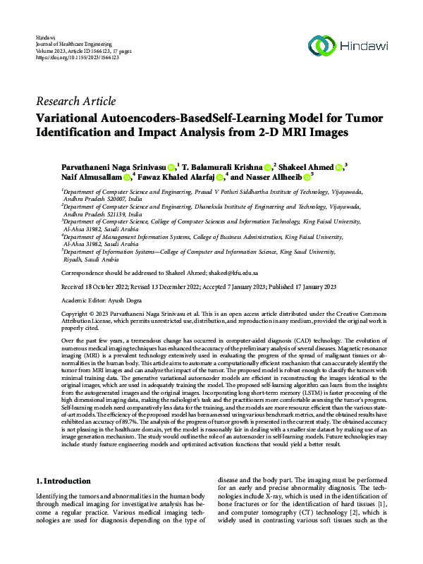 (PDF) Variational Autoencoders-BasedSelf-Learning Model for Tumor Identification and Impact ...