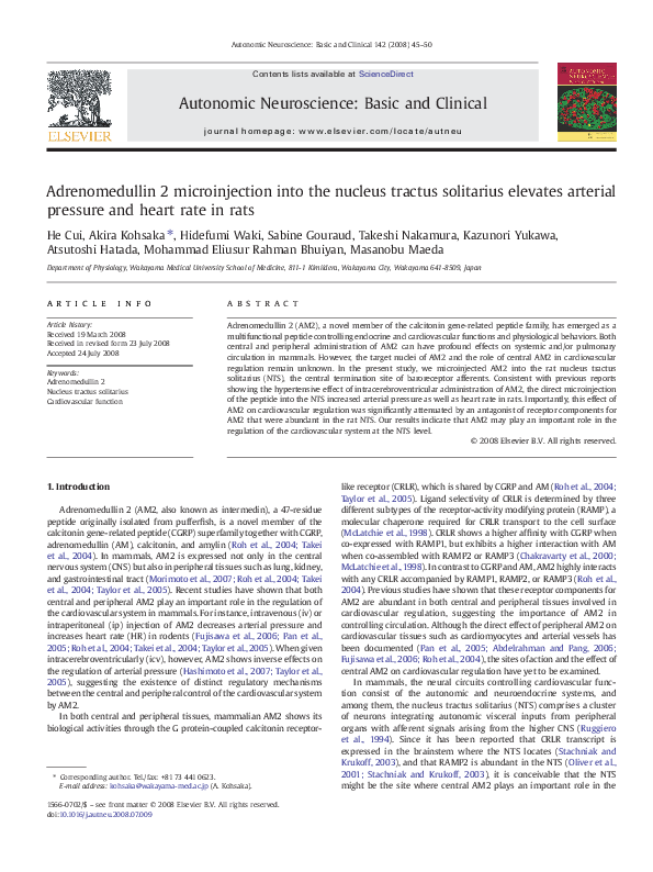 (PDF) Adrenomedullin 2 microinjection into the nucleus tractus ...