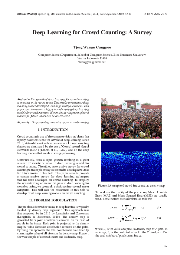 (PDF) Deep Learning for Crowd Counting: A Survey