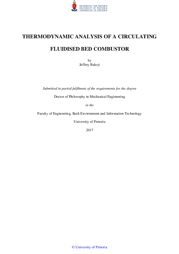 (PDF) Thermodynamic analysis of a circulating fluidised bed combustor