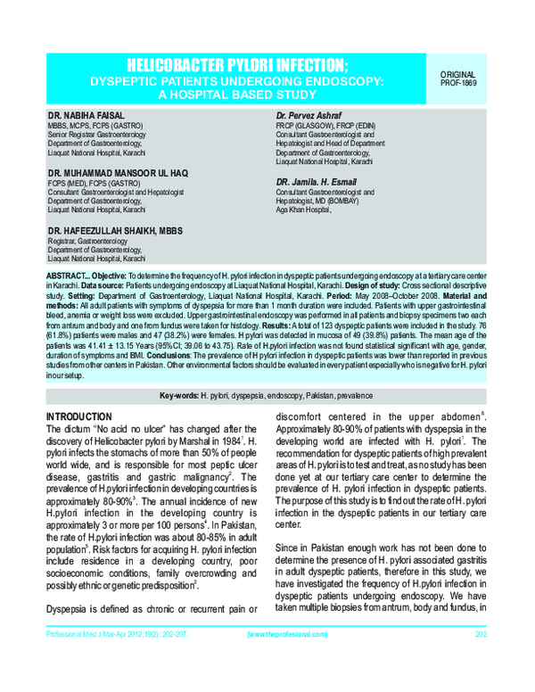 (PDF) Helicobacter Pylori Infection