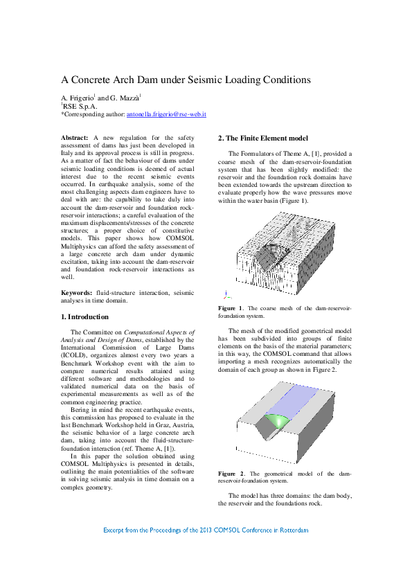 (PDF) A Concrete Arch Dam under Seismic Loading Conditions