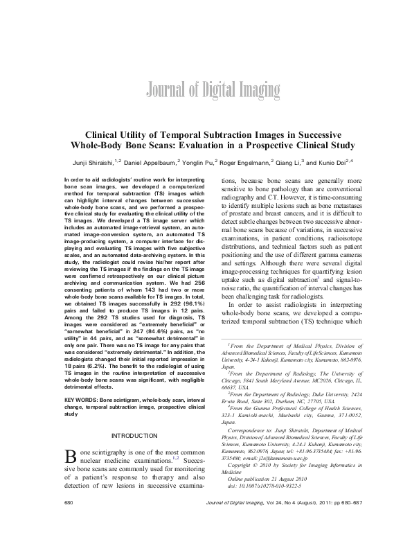 (PDF) Clinical Utility of Temporal Subtraction Images in Successive ...