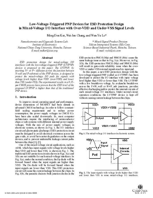 (PDF) Low-voltage-triggered PNP devices for ESD protection design in mixed-voltage I/O interface ...