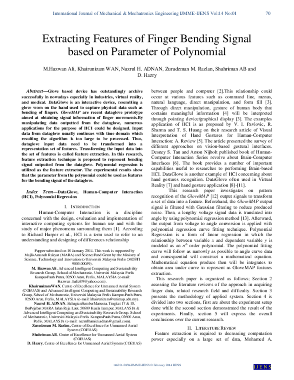 (PDF) Extracting Features of Finger Bending Signal based on Parameter ...