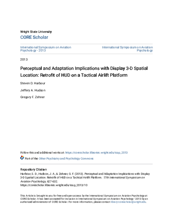 (PDF) Perceptual and Adaptation Implications with Display 3-D Spatial ...
