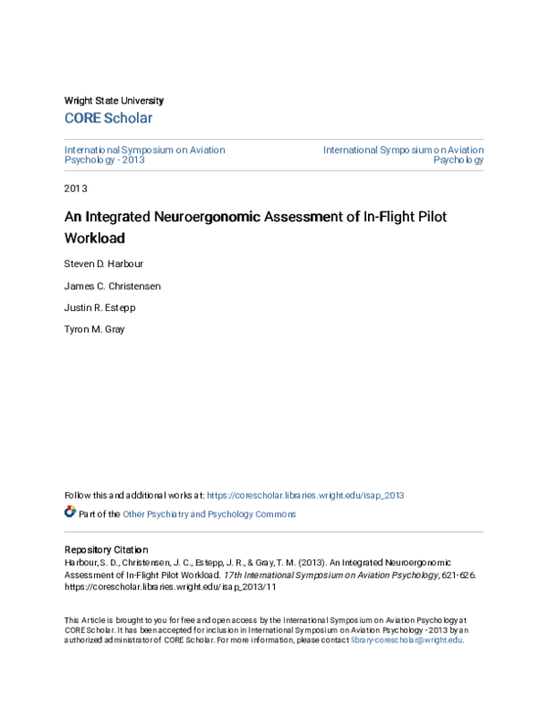 (PDF) An Integrated Neuroergonomic Assessment of In-Flight Pilot Workload