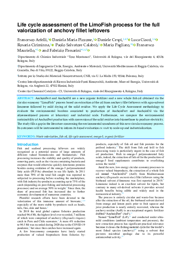 (PDF) Life cycle assessment of the LimoFish process for the full ...