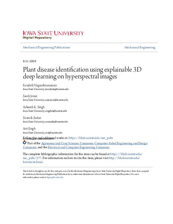 (PDF) Efficient classification of the hyperspectral images using deep learning