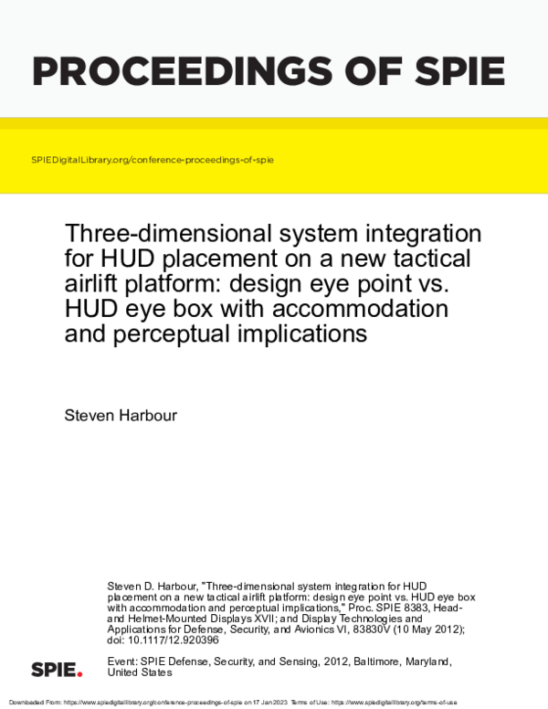 (PDF) Three-dimensional system integration for HUD placement on a new ...