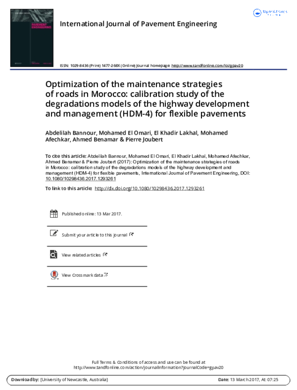 (PDF) Optimization of the maintenance strategies of roads in Morocco ...