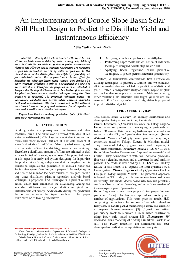 (PDF) An Implementation of Double Slope Basin Solar Still Plant Design ...