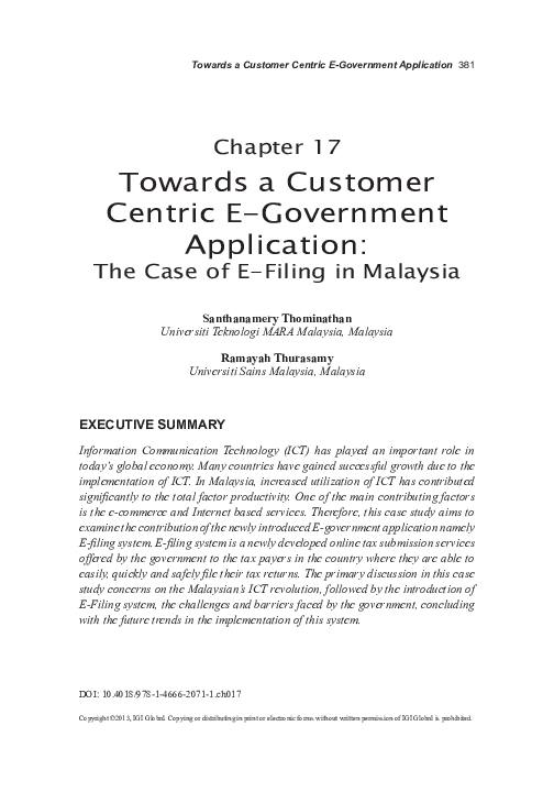 (PDF) Towards a Customer Centric E-Government Application