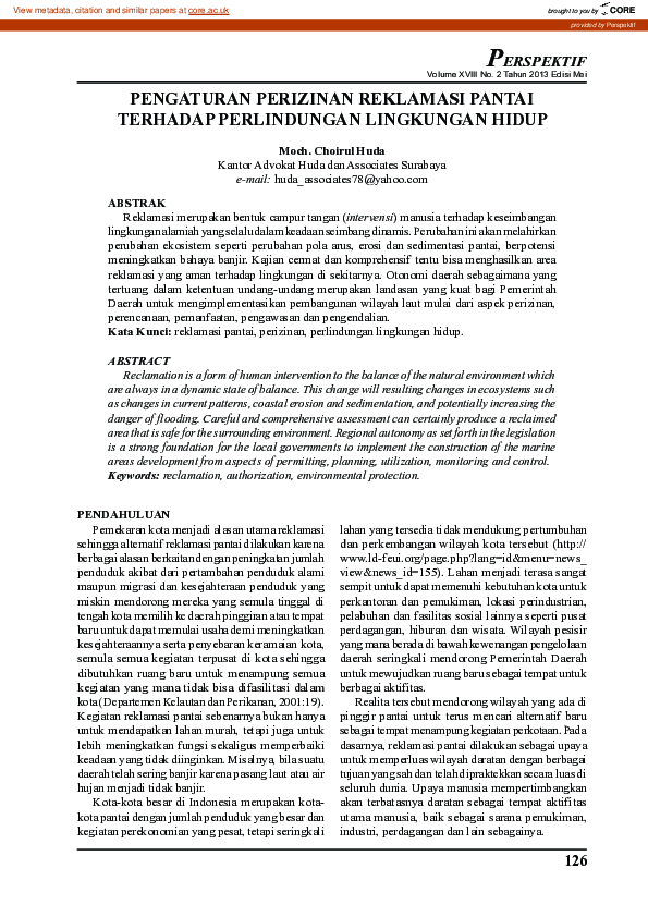 (PDF) Pengaturan Perizinan Reklamasi Pantai Terhadap Perlindungan ...
