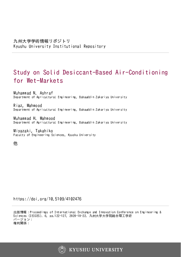 (PDF) Study on Solid Desiccant-Based Air-Conditioning for Wet-Markets