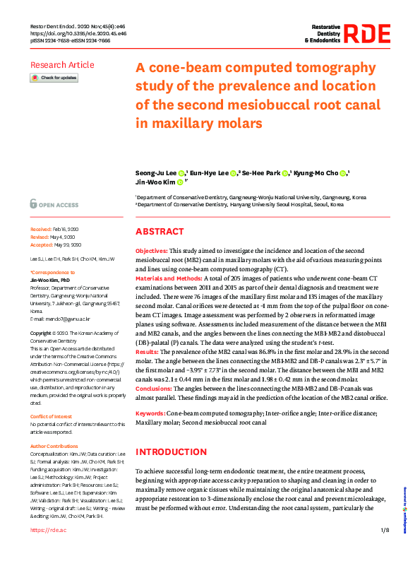 (PDF) A cone-beam computed tomography study of the prevalence and location of the second ...