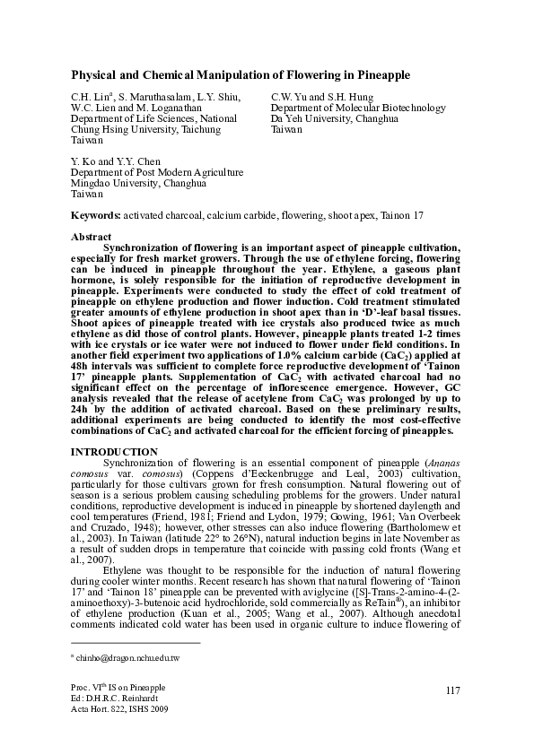 (PDF) Physical and Chemical Manipulation of Flowering in Pineapple