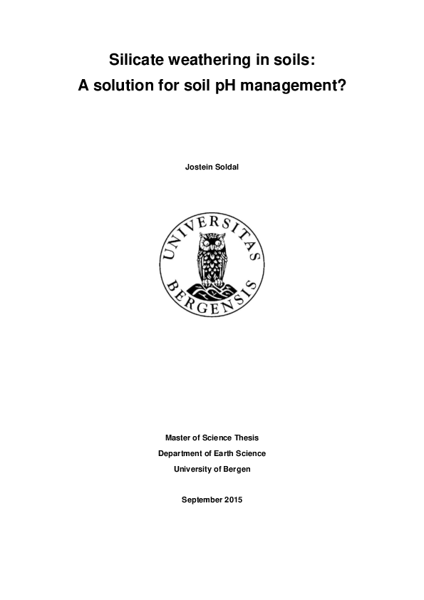 (PDF) Silicate weathering in soils: A solution for soil pH management?