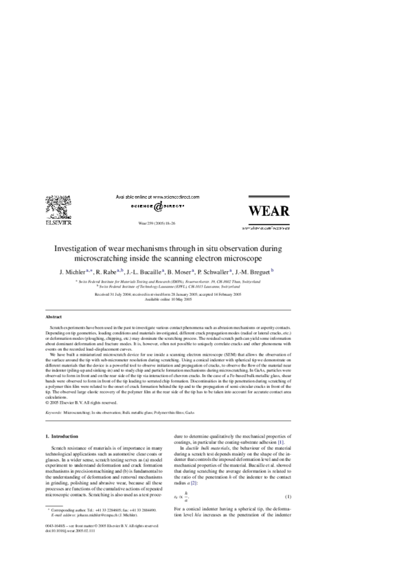 (PDF) Investigation of wear mechanisms through in situ observation ...