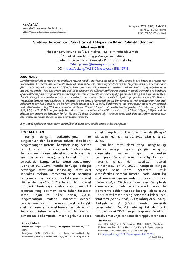 (PDF) Sintesis Biokomposit Serat Sabut Kelapa dan Resin Poliester ...