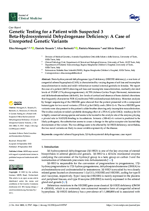 (PDF) Genetic Testing for a Patient with Suspected 3 Beta ...