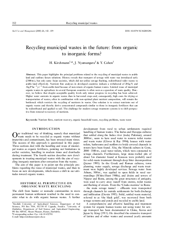 (PDF) Recycling municipal wastes in the future: from organic to ...