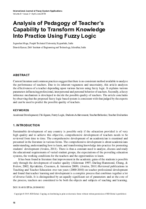 (PDF) Analysis of Pedagogy of Teacher's Capability to Transform Knowledge Into Practice Using ...