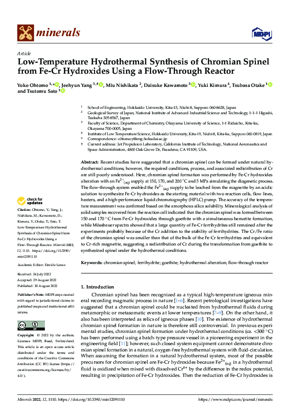 (PDF) Low-Temperature Hydrothermal Synthesis of Chromian Spinel from Fe ...