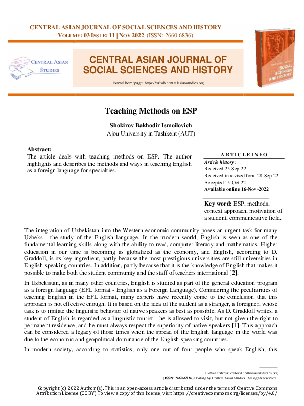(PDF) Teaching Methods on ESP