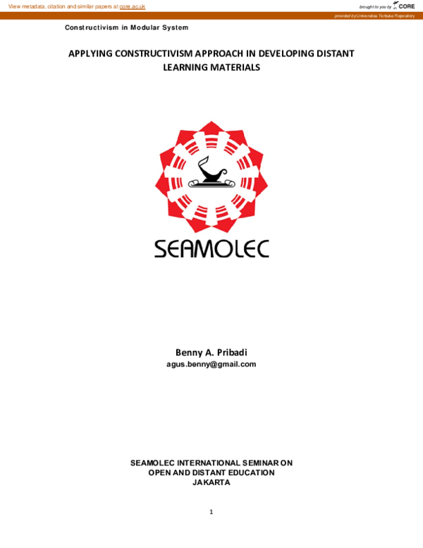 (PDF) Applying Constructivism Approach in Developing Distant Learning ...