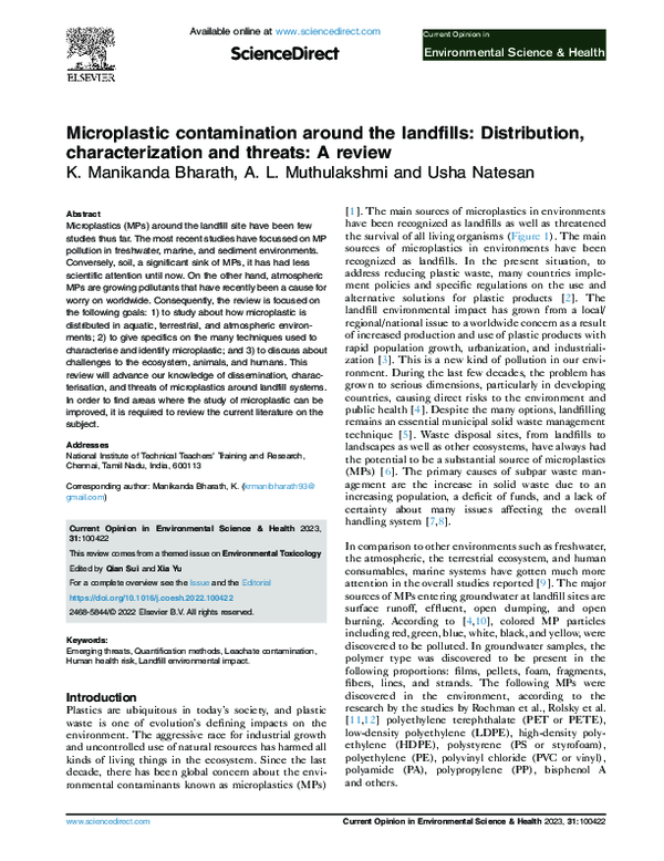 (PDF) Microplastic contamination around the landfills: Distribution, characterization and ...