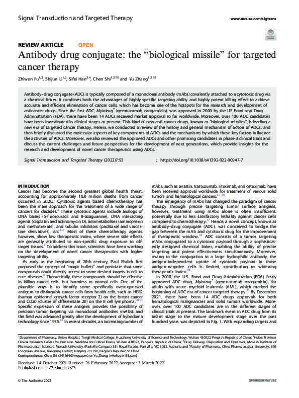 (PDF) Antibody drug conjugate: the “biological missile” for targeted ...