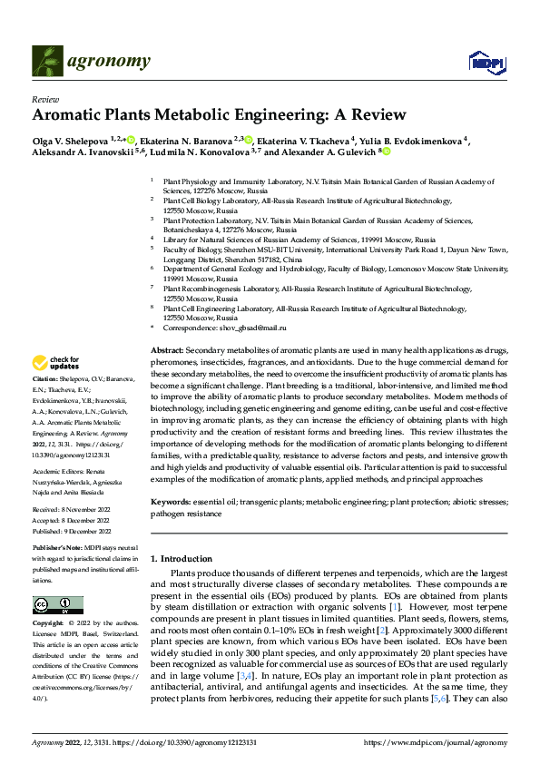 (PDF) Aromatic Plants Metabolic Engineering: A Review