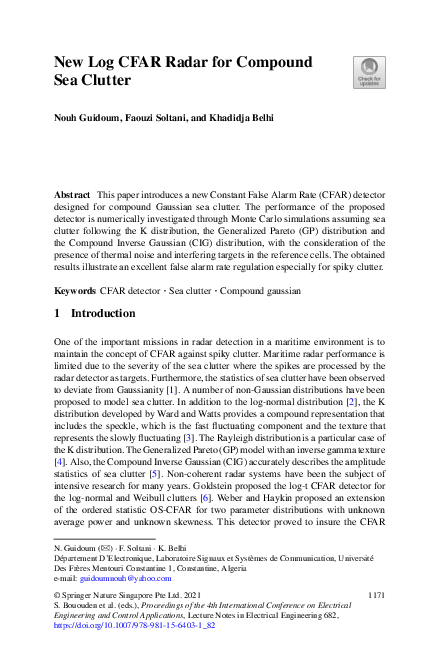 (PDF) New Log CFAR Radar for Compound Sea Clutter