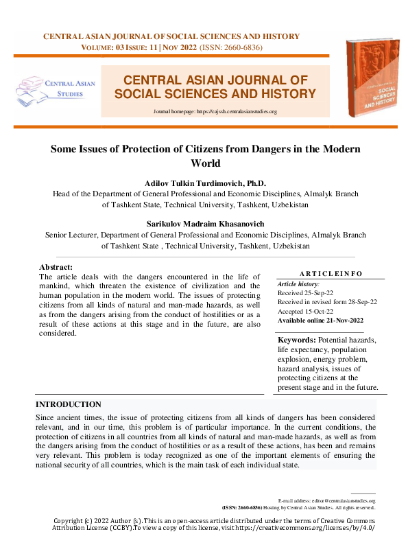 (PDF) Some Issues of Protection of Citizens from Dangers in the Modern ...