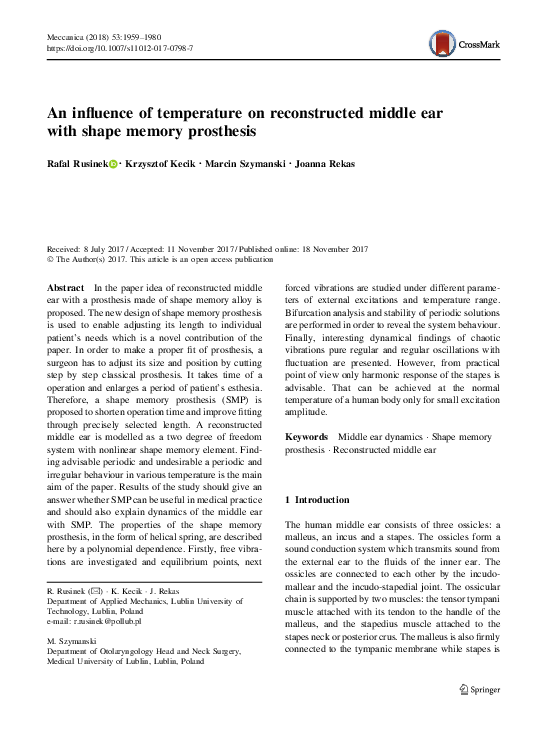 (PDF) An influence of temperature on reconstructed middle ear with ...