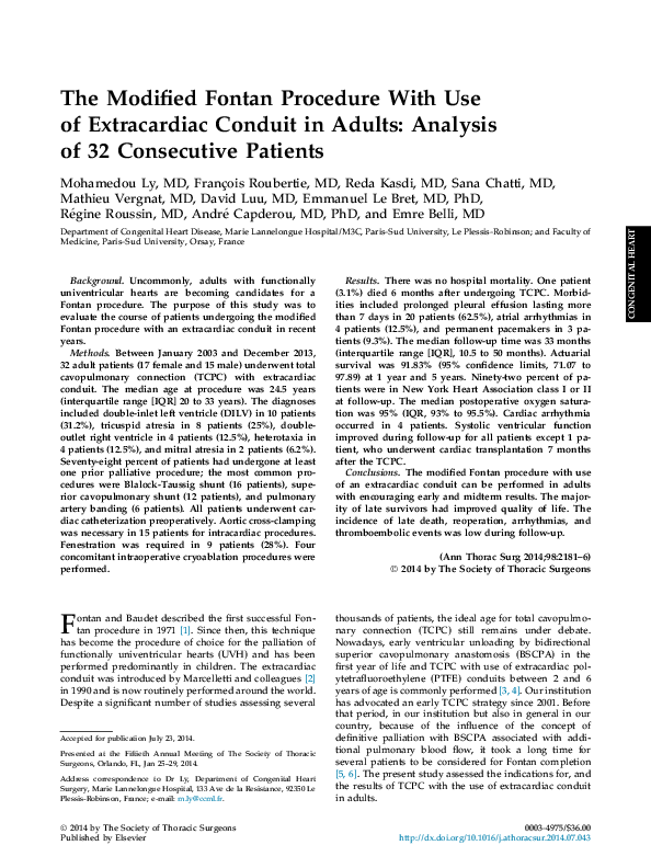 (PDF) Modified Fontan Procedure in Adult Patients