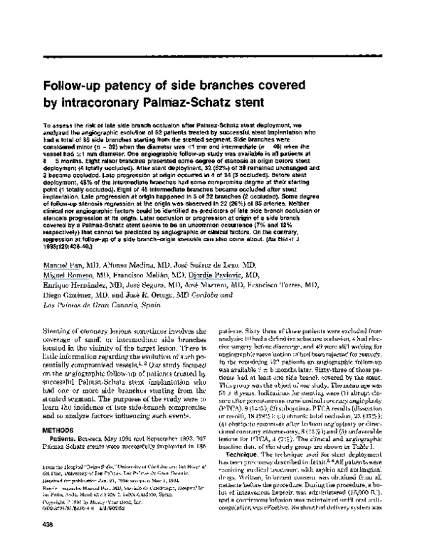 (PDF) Follow-up patency of side branches covered by intracoronary ...
