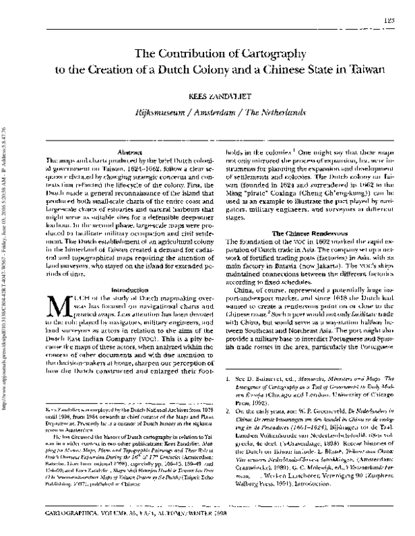 (PDF) The Contribution of Cartography to the Creation of a Dutch Colony ...